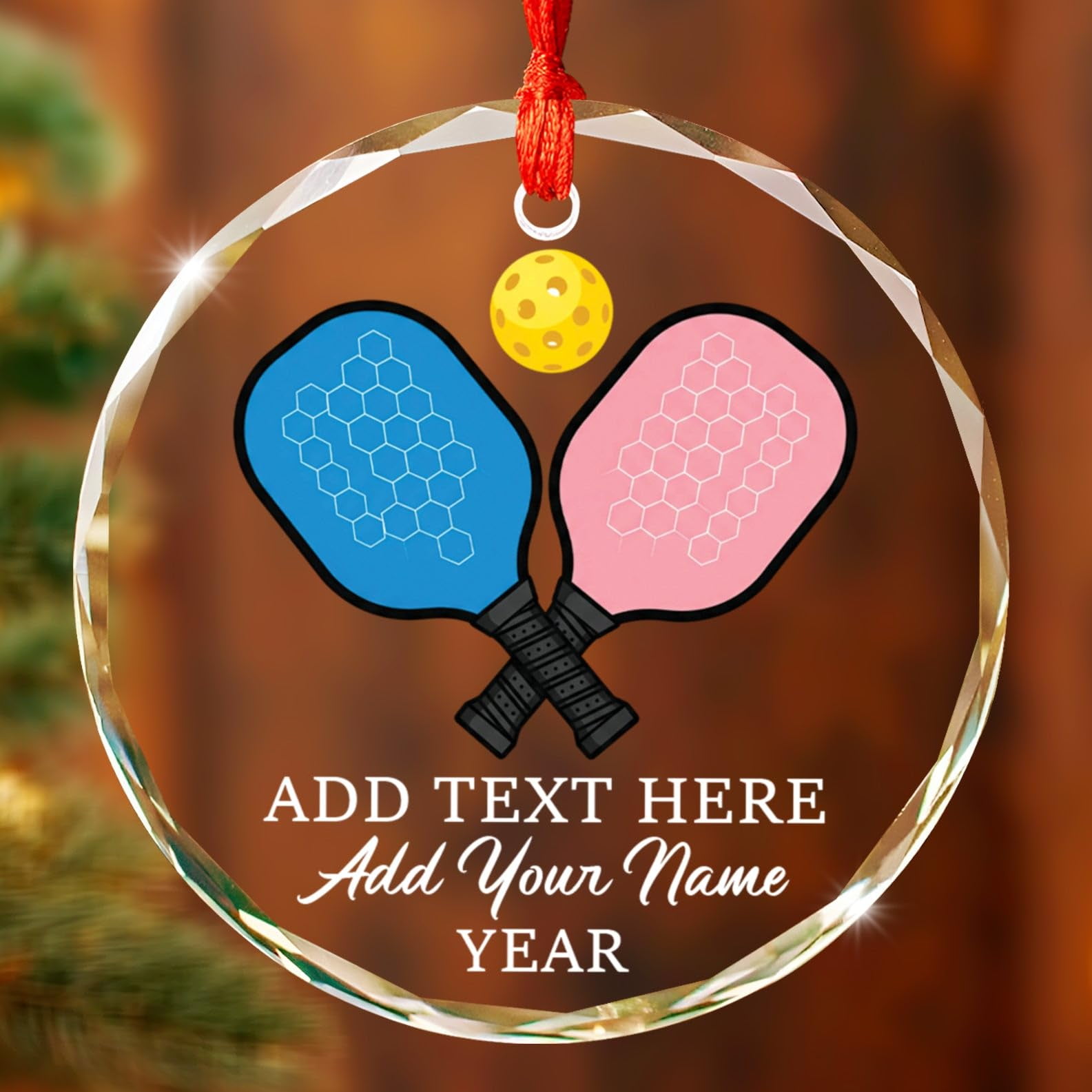 Customized Pickleball Glass Christmas Ornament, Pickleball Player ...