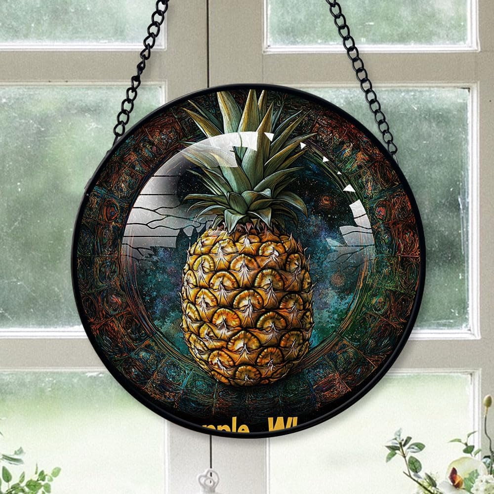 Customized Pineapple Hanging Stained Glass for Windows , Pineapple Hand ...