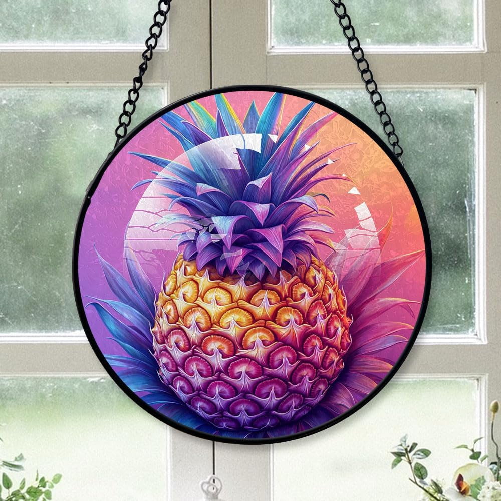 Customized Pineapple Stained Glass, Pineapple Suncatchers, Pineapple ...