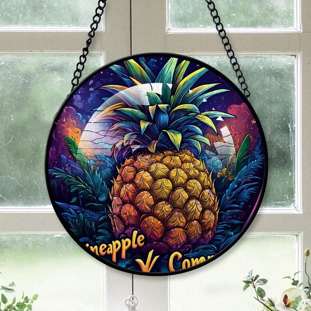 Customized Pineapple Suncatcher Stained Glass, Pineapple Gifts for ...