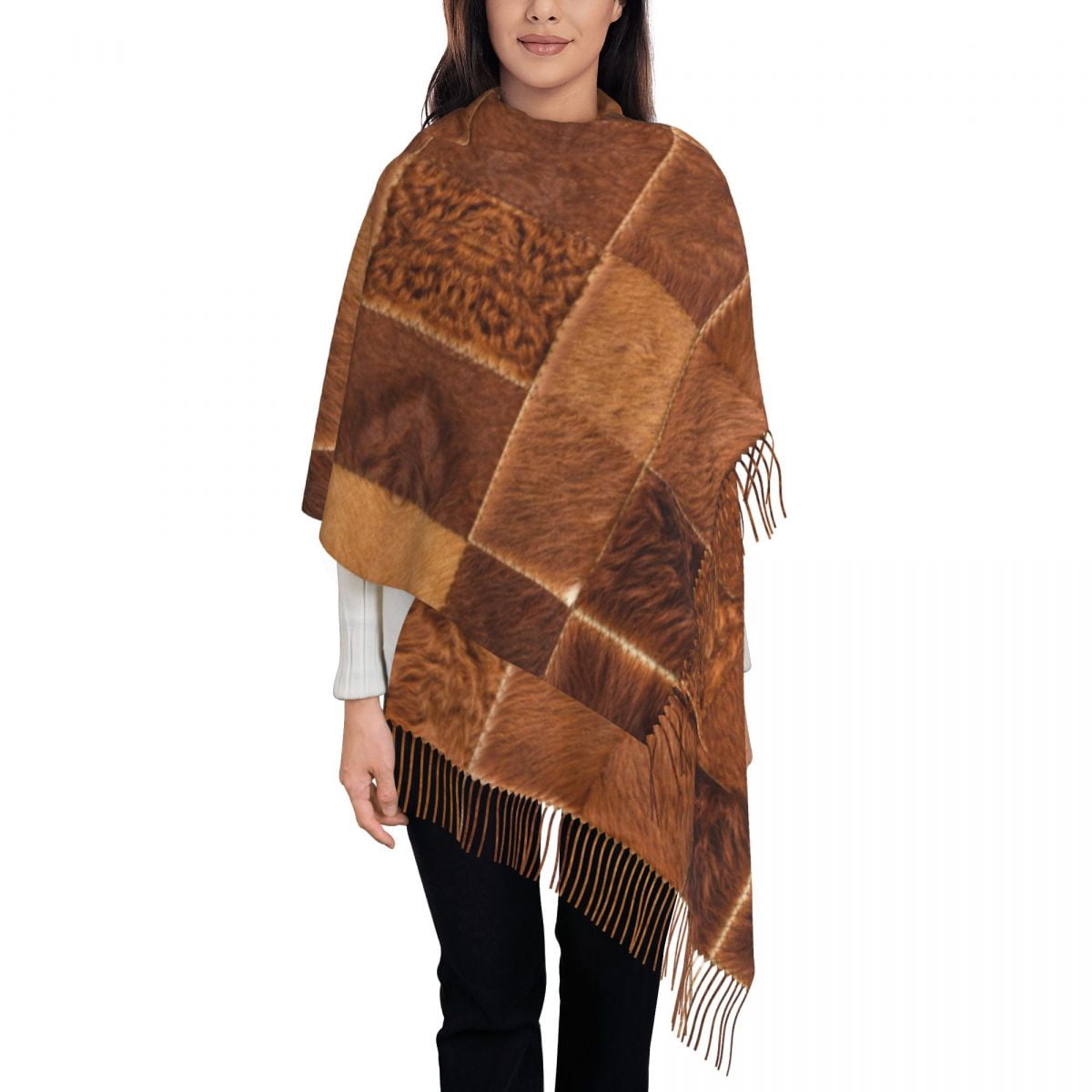 Customized Print Cowhide Texture Scarf Women Men Winter Warm Scarves ...
