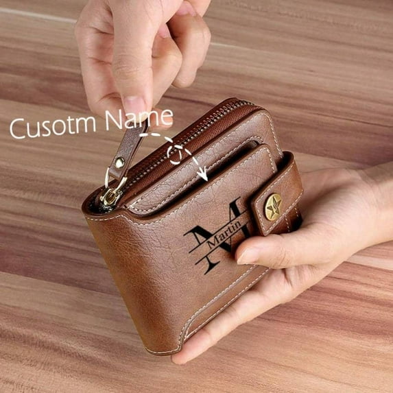 [Customized Products]Personalized Men Wallet Custom Engraved Birthday ...