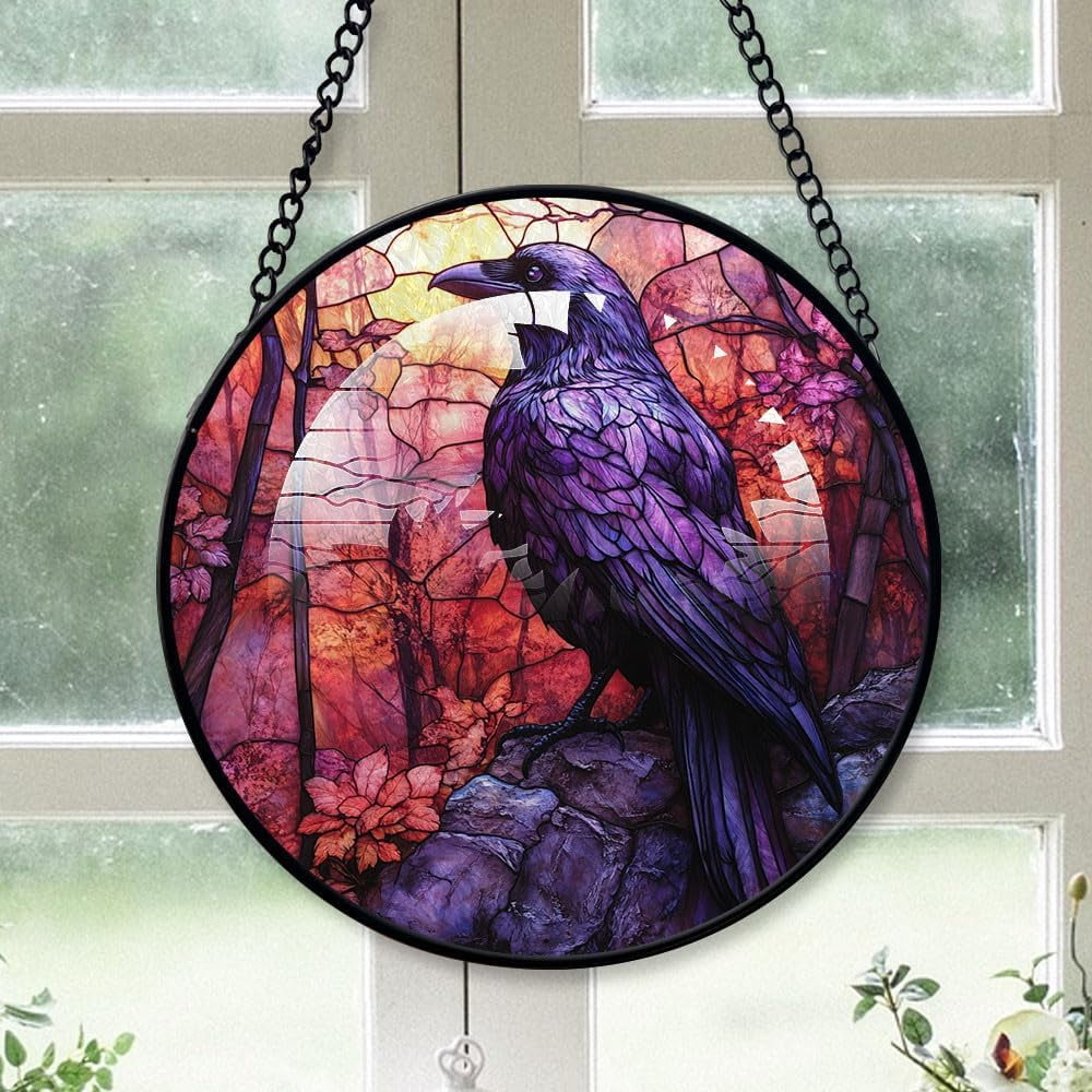 Customized Purple Hanging Stained Glass for Windows , Purple Hand ...