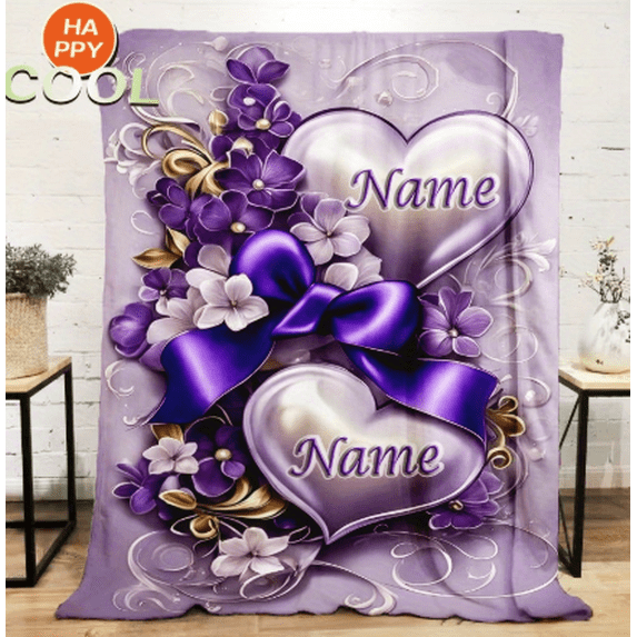 Customized Purple Romantic Bow Love Orchid Cooling Blanket - 280GSM ...