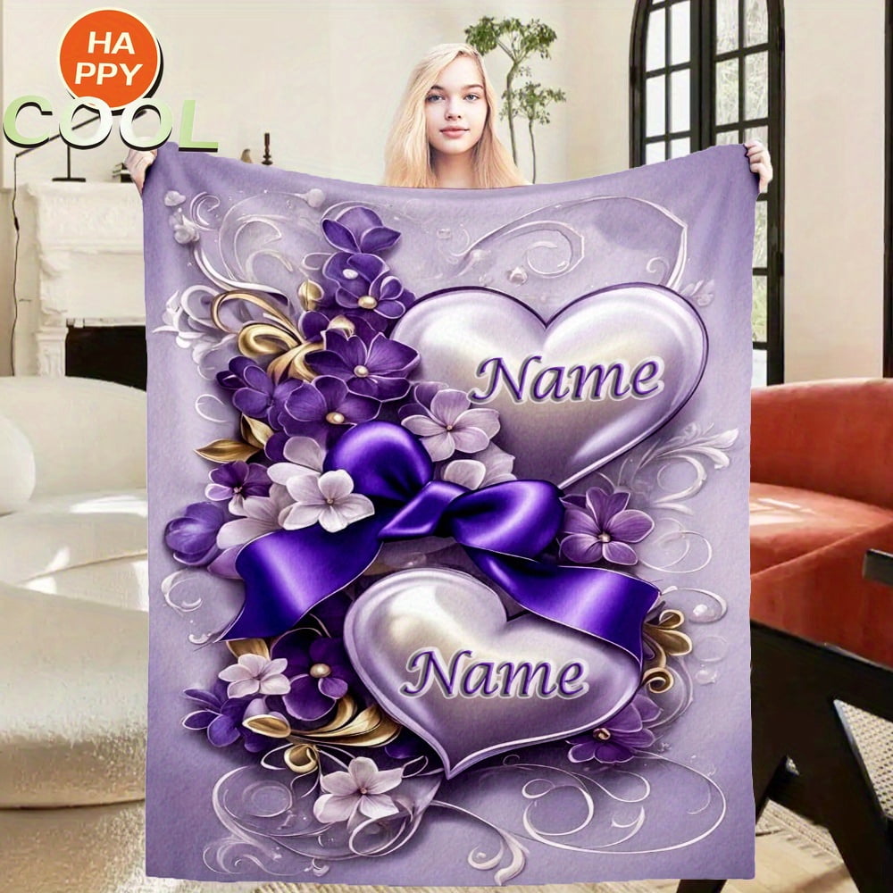 Customized Purple Romantic Bow Love Orchid Cooling Blanket, 280GSM ...