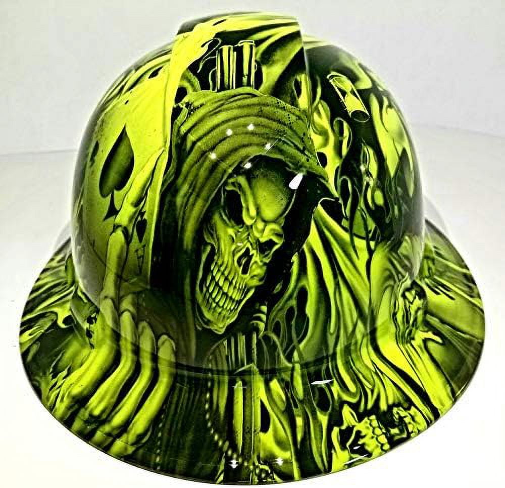 Customized Pyramex Full Brim Hydro Dipped in Green ACE of Skulls Hard ...