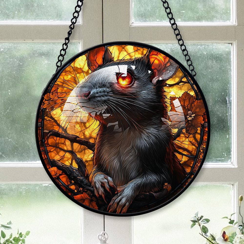 Customized Rat Stained Glass, Rat Suncatchers, Rat Window Hangings ...