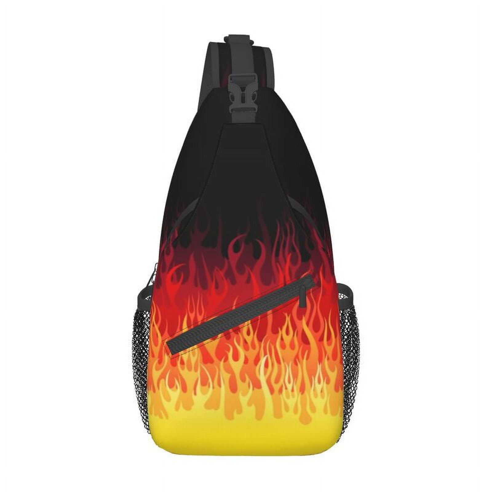 Customized Red Burning Fire Racing Flames Sling Bags Men Cool Shoulder ...