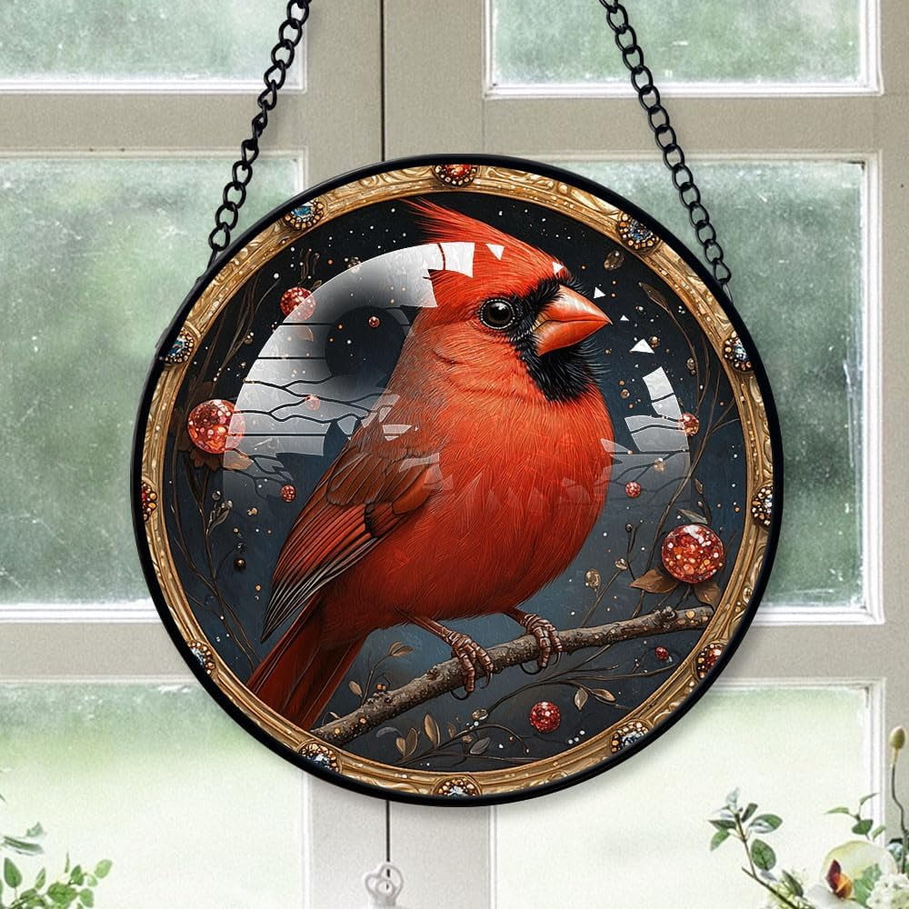Customized Red Cardinal Stained Glass, Red Cardinal Suncatchers, Red ...
