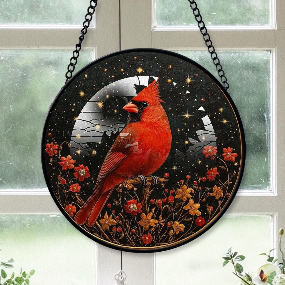 Customized Red Cardinal Stained Glass, Red Cardinal Suncatchers, Red ...