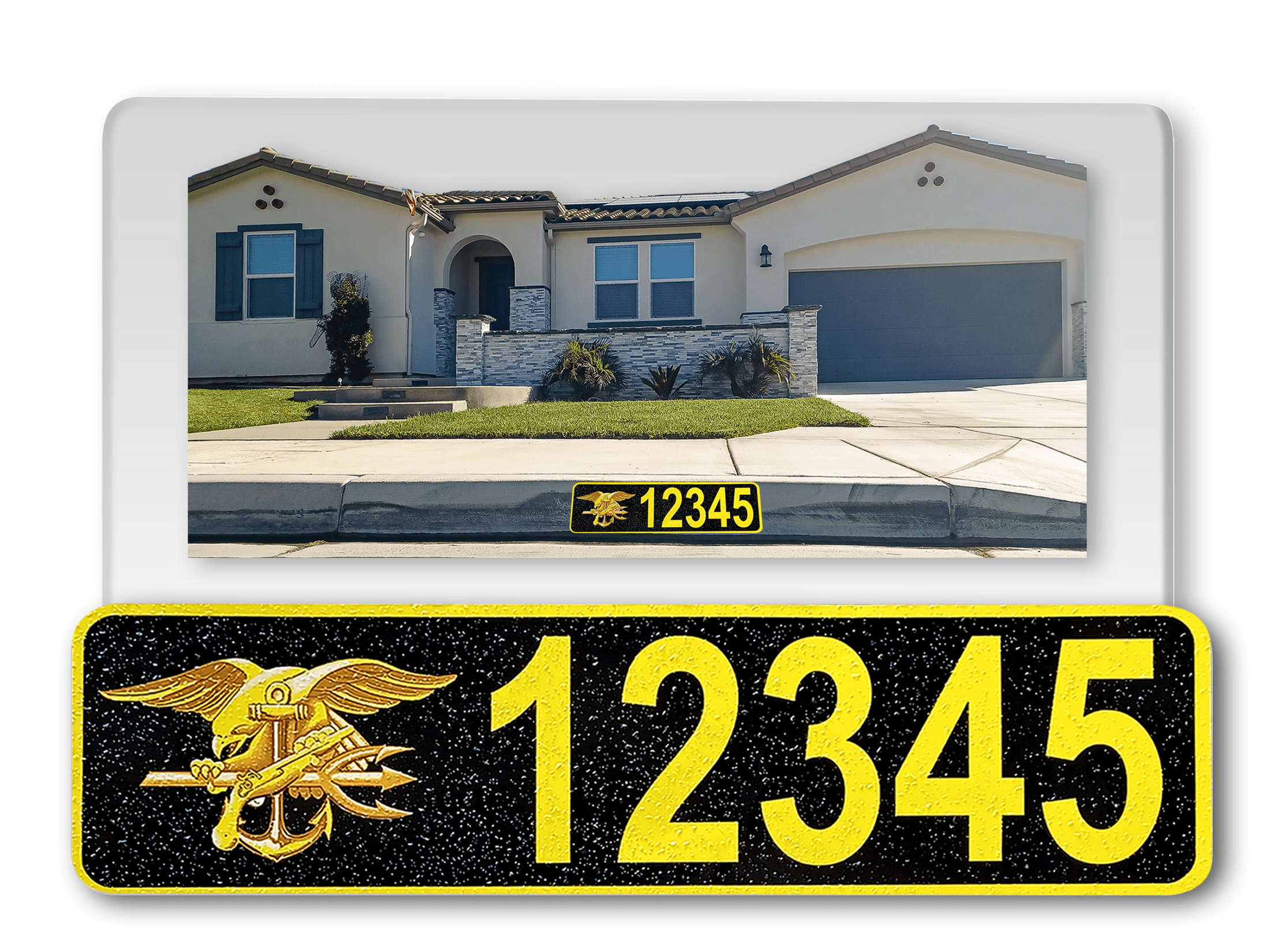 Curb-N-Sign® Customized Reflective Aluminum Curb Address Sticker Decal ...