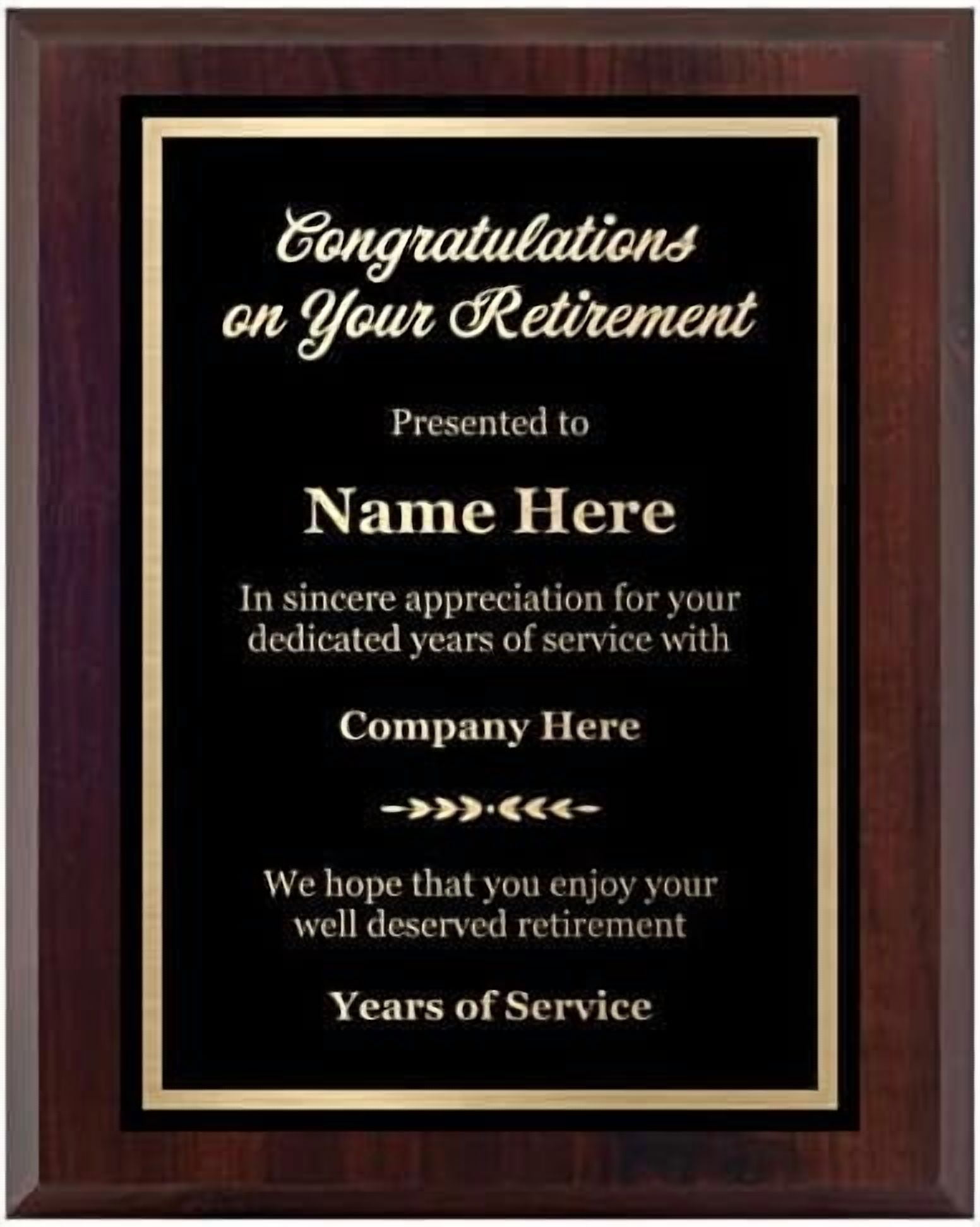 Customized Retirement Plaque Award – Laser Engraved Personalized Gift ...