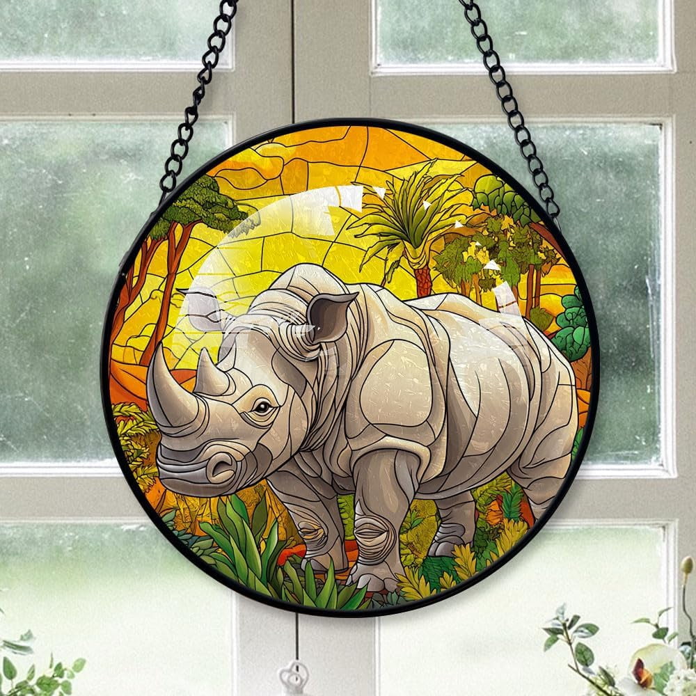 Customized Rhino Suncatcher Stained Glass, Rhino Gifts for Women for ...