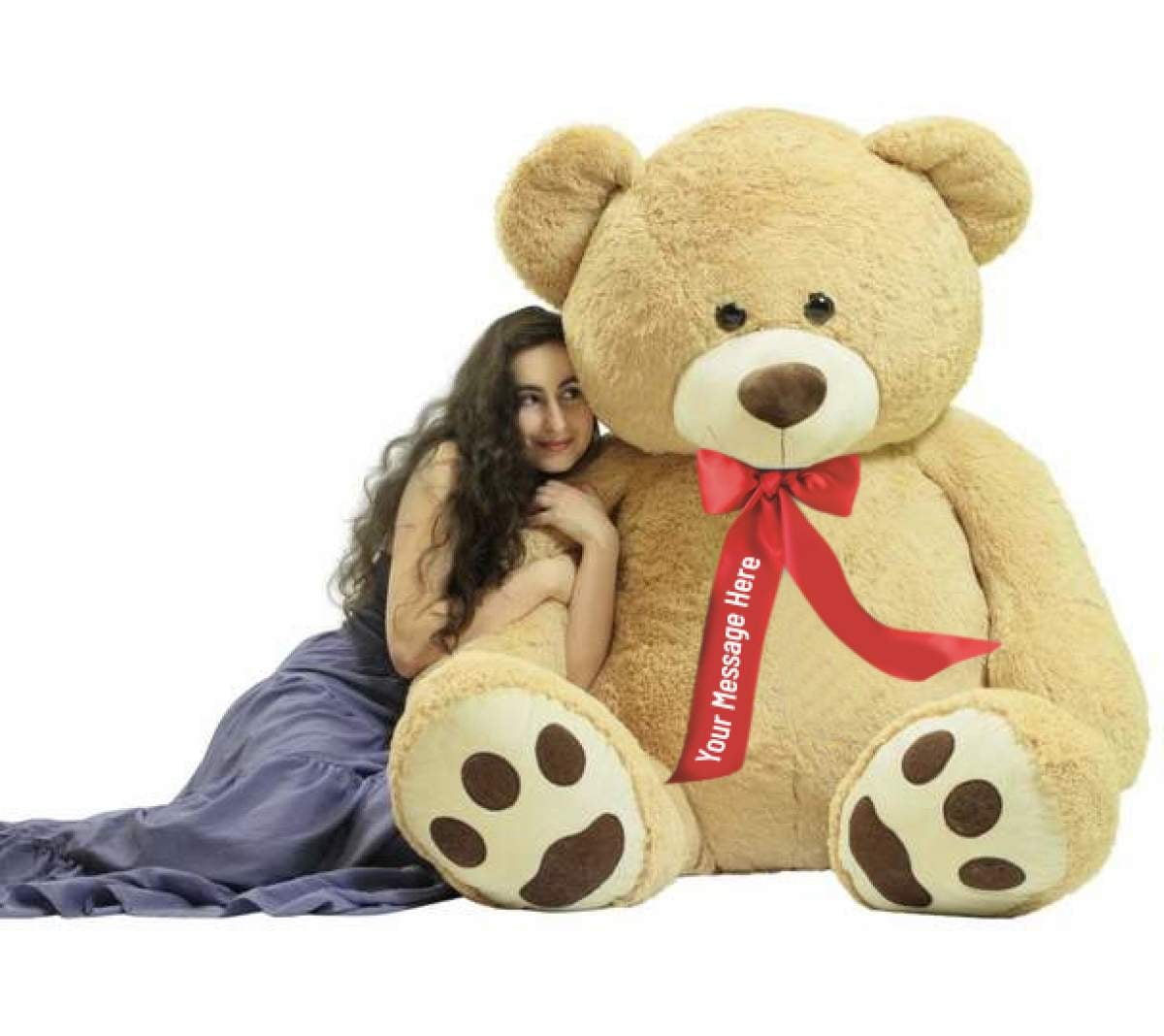 Customized Ribbon around Neck of Big Plush® Giant 6 Foot Teddy Bear ...