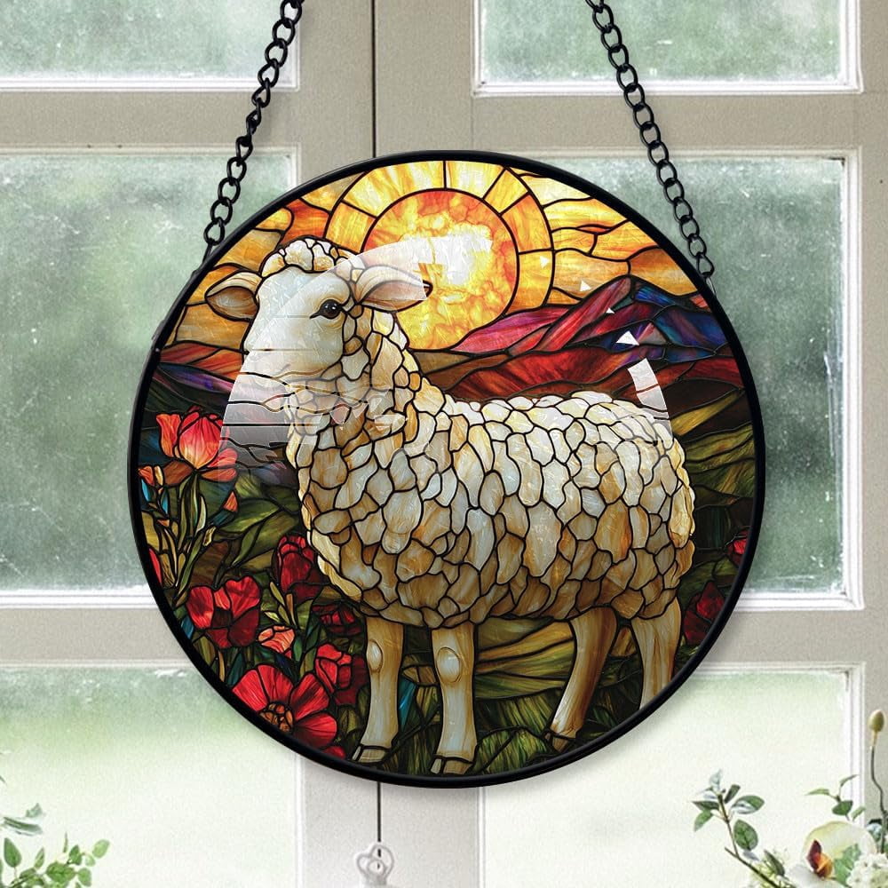 Customized Sheep Stained Glass, Sheep Suncatchers, Sheep Window ...