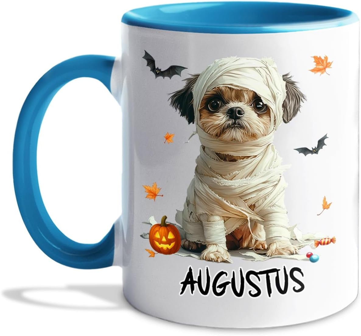 Customized Shih Tzu Autumn White Ceramic Coffee Mug For Halloween ...