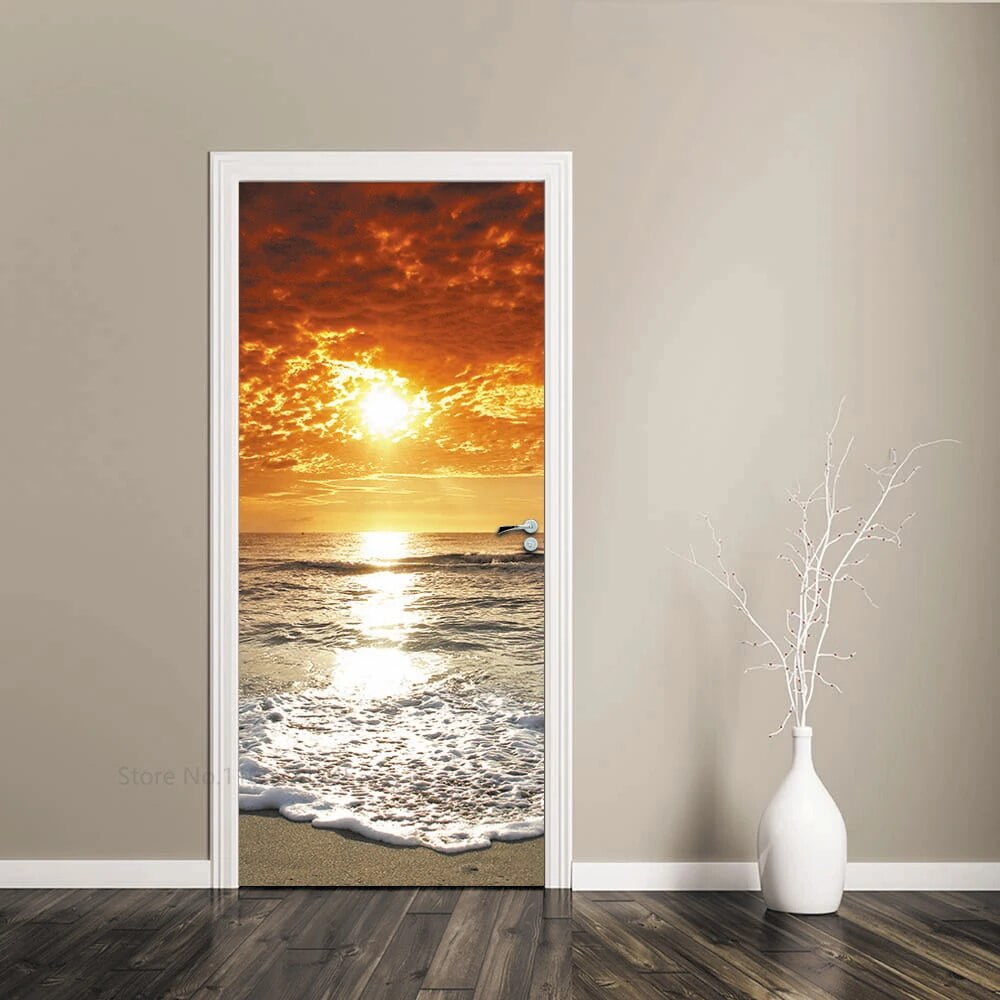 Customized Size Door Sticker Adhesive 3D Elevator Geometric Full Door ...