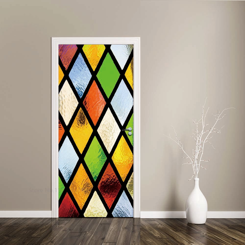 Customized Size Door Sticker Adhesive 3D Elevator Geometric Full Door ...