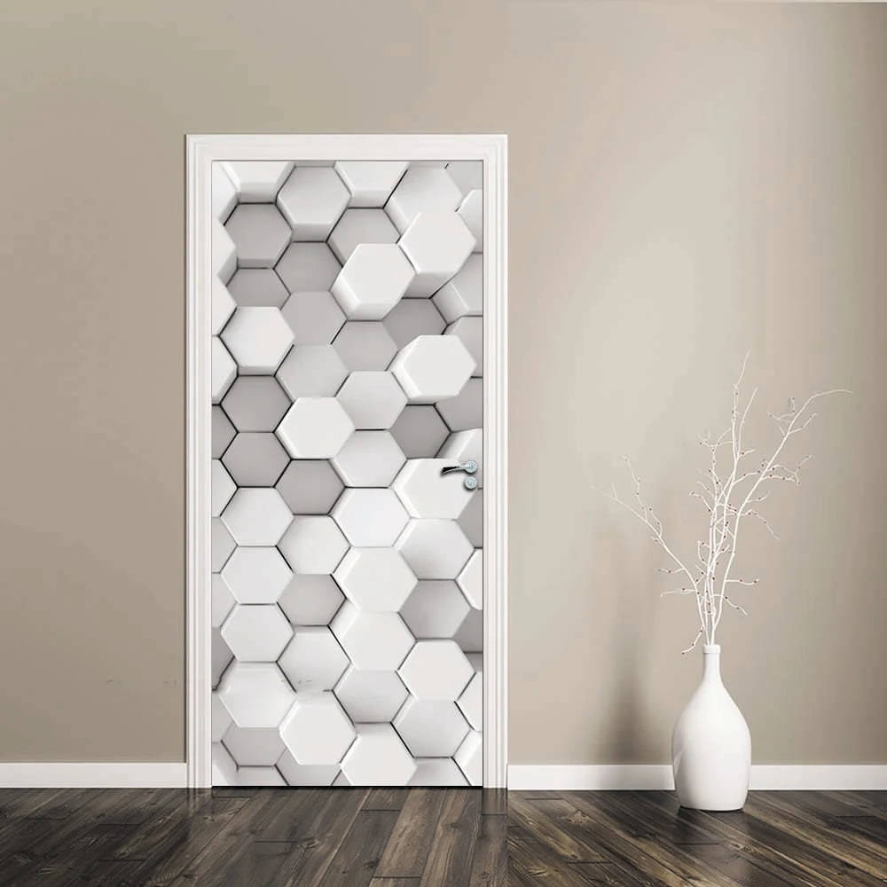 Customized Size Door Sticker Adhesive D Elevator Geometric Full Door ...