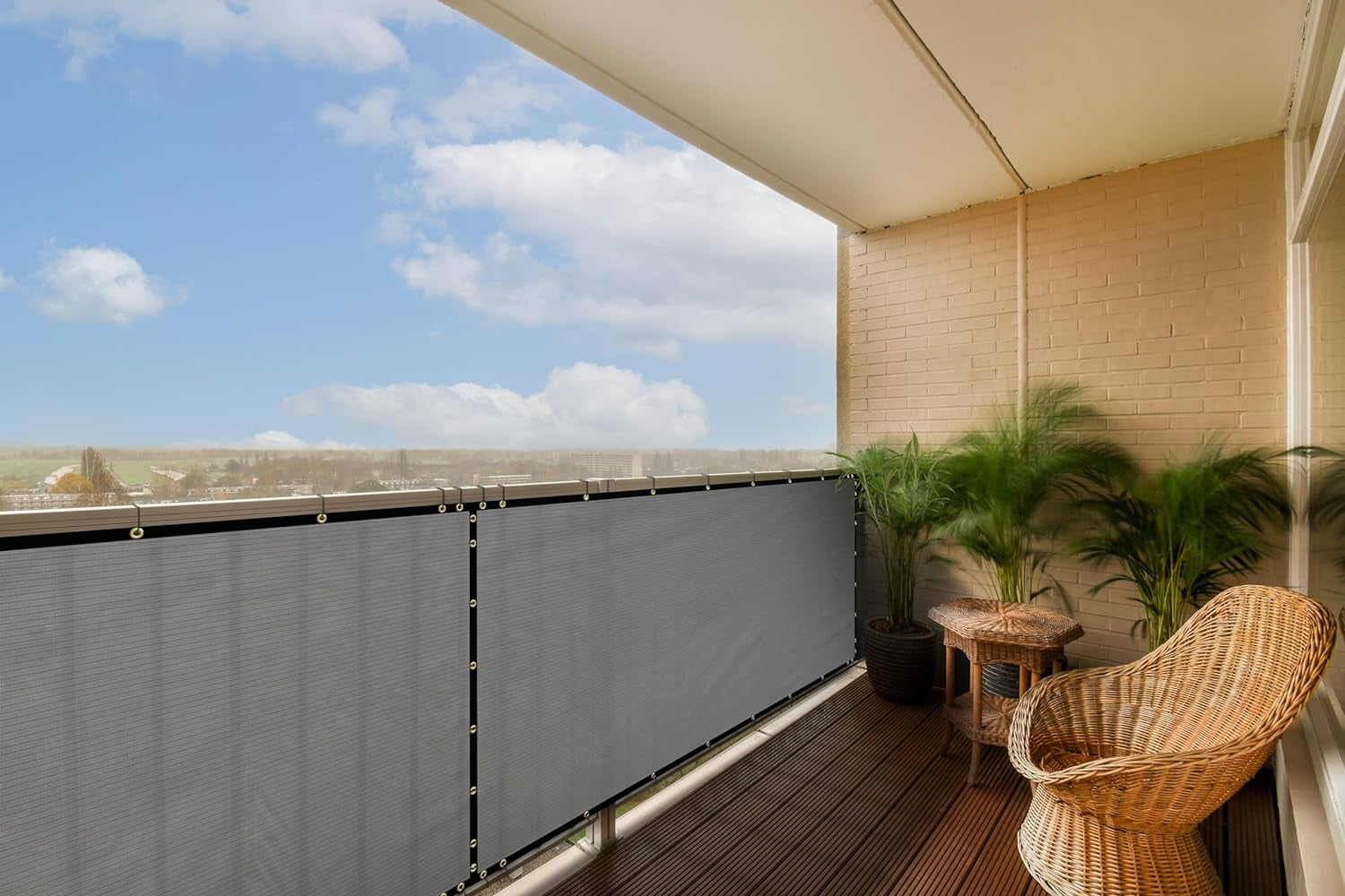 Customized Size Grey 3' X 187’ Balcony Privacy Screen, Apartment Porch ...