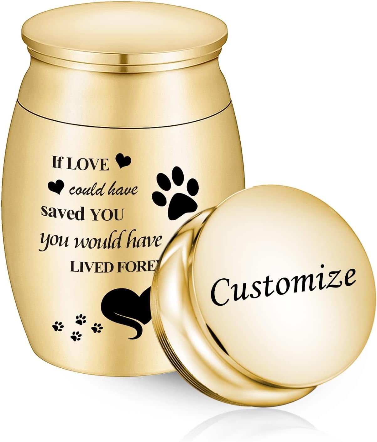 Customized Small Cat Urn for Ashes 1.57 Inches Tiny Cremation Urn for Cat Ashes Mini Pet Paw ...