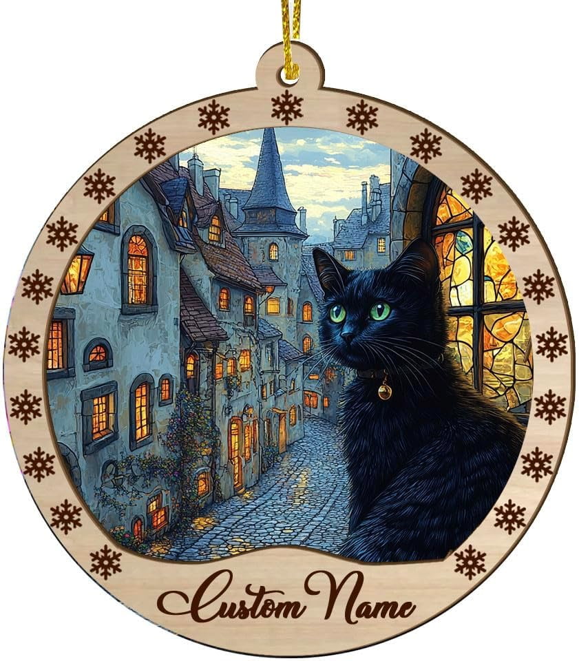 Customized Suncatcher Black Alley Cat, Black Alley Cat Ornament, Black ...