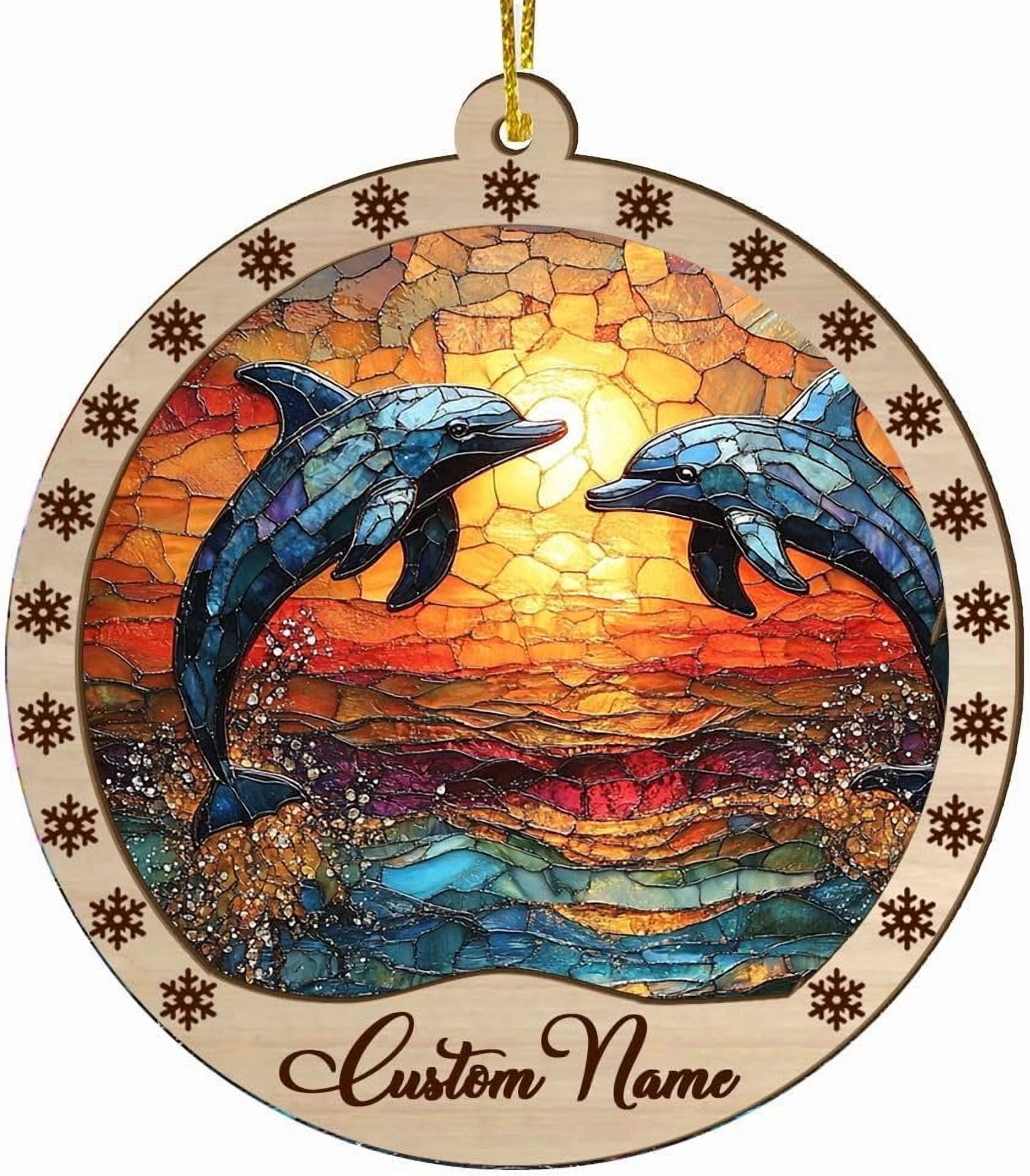 Customized Suncatcher Dolphins Jumping, Dolphins Jumping Ornament ...