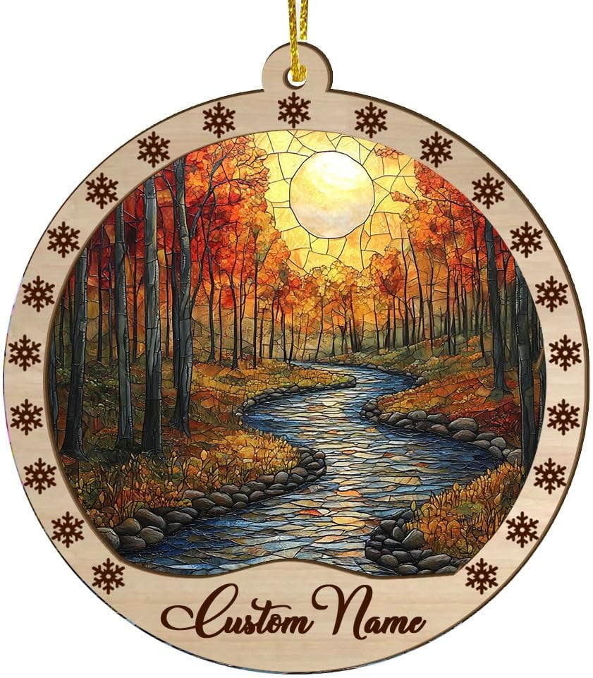 Customized Suncatcher Landscape River, Landscape River Ornament, Landscape River Hanging Decor ...