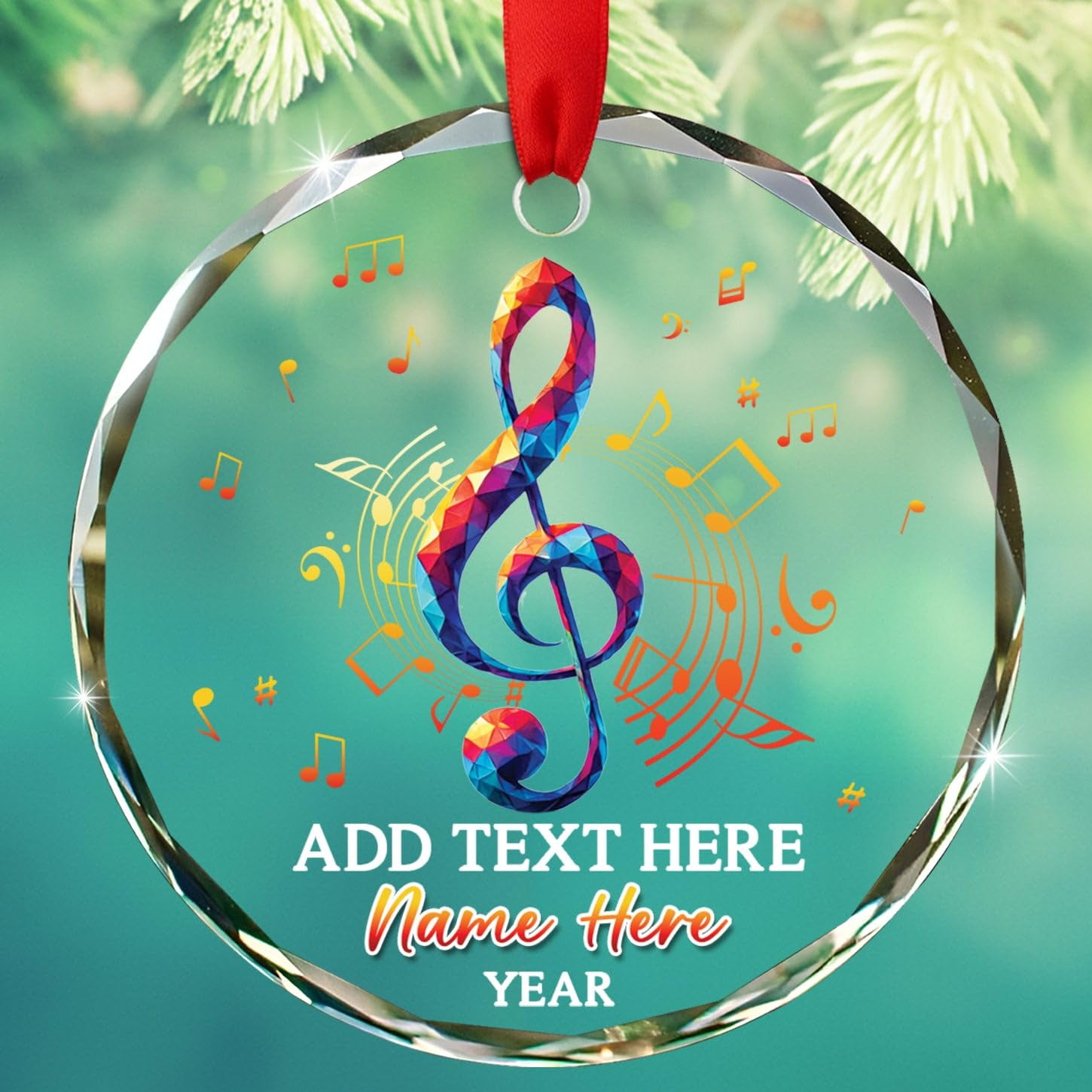 Customized Text/Name/Year Treble Clef Musician Ornament Xmas 2025 ...