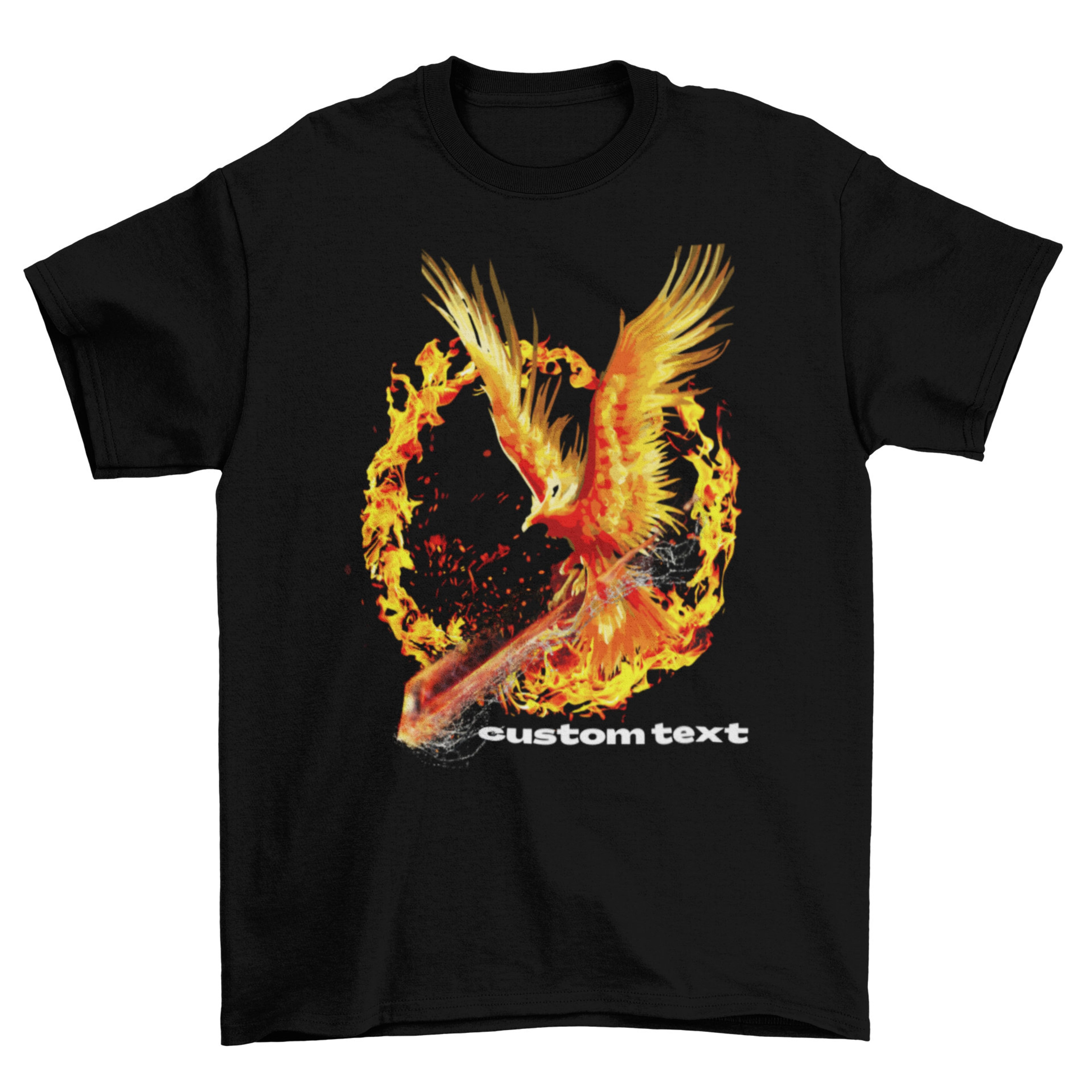 Customized Text Shirt With Flaming Arrow And Phoenix Design, Cool And ...
