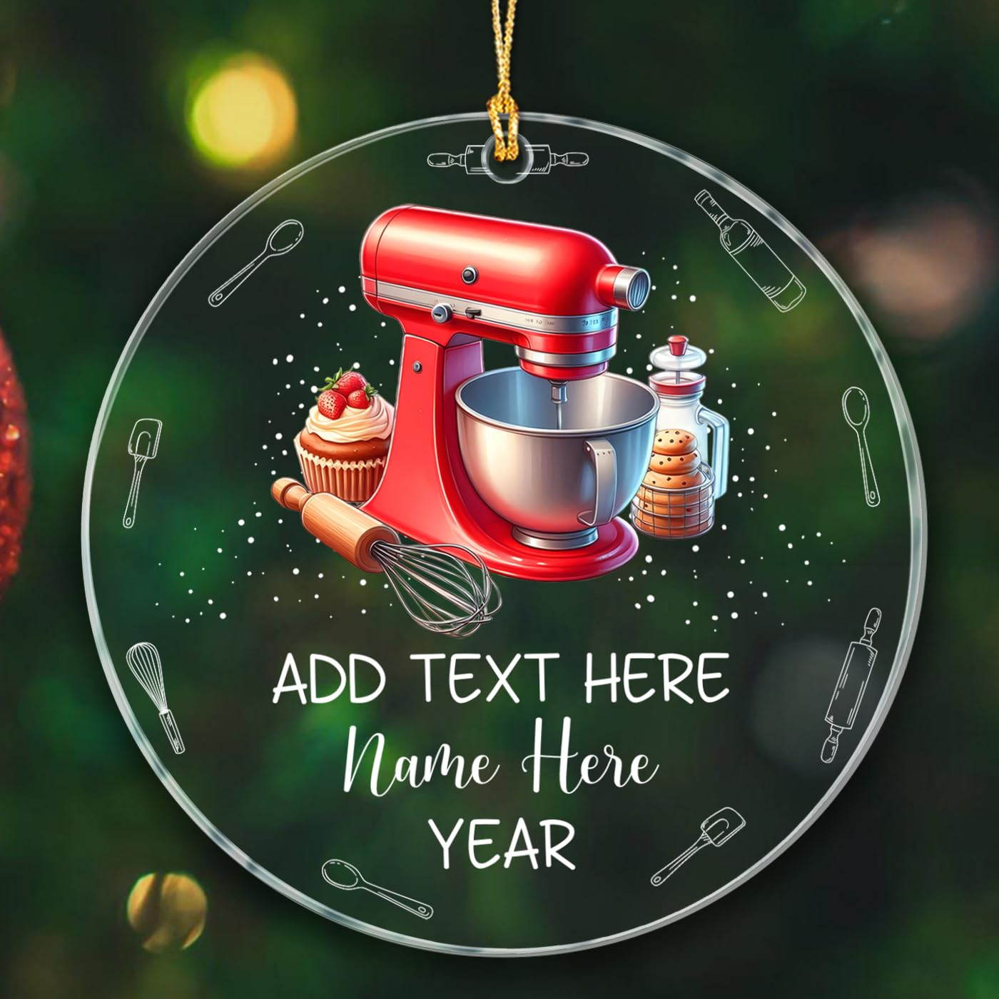 Customized Text Year & Name Baker Christmas Ornament, Personalized Best ...
