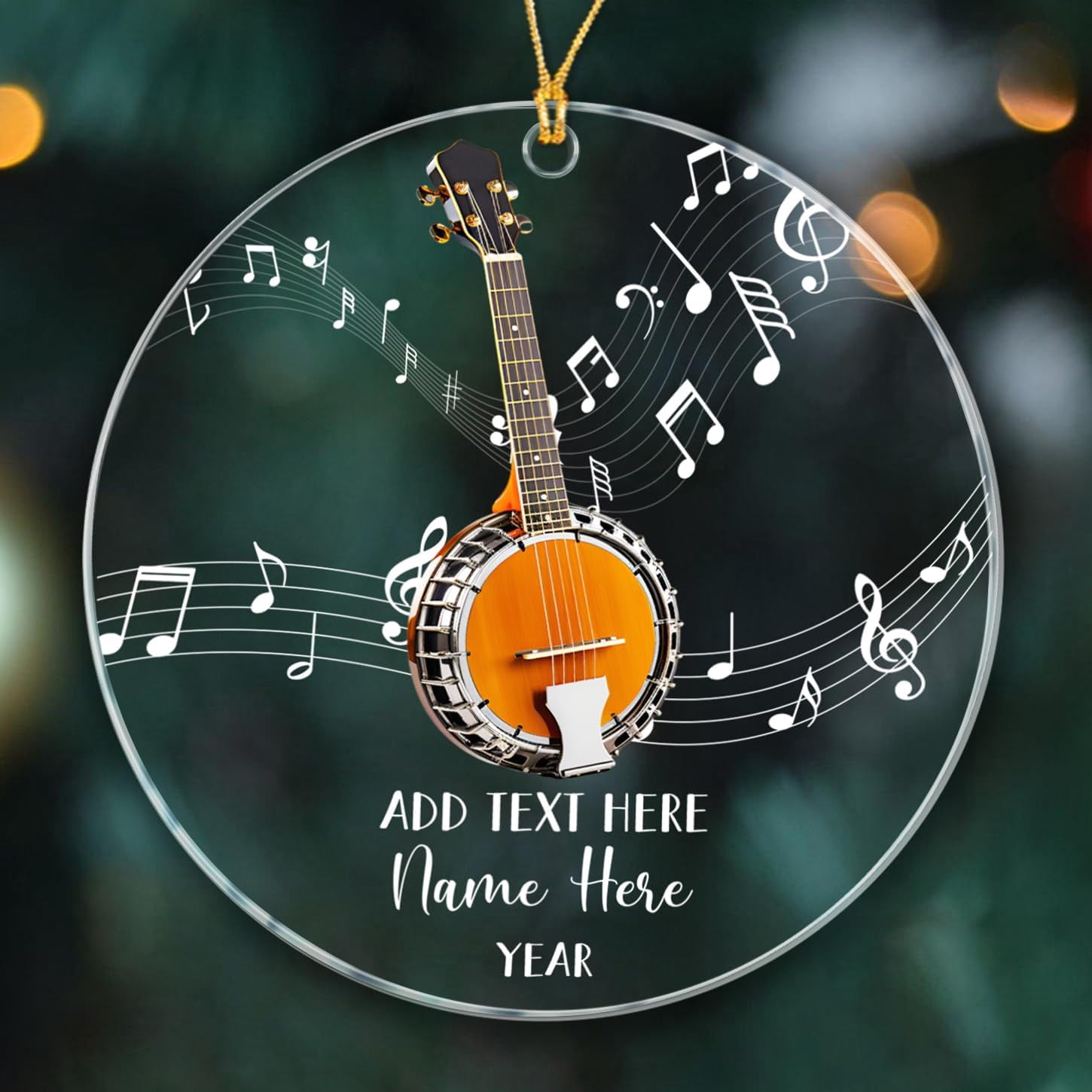 Customized Text/Year/Name Banjist Christmas Ornaments 2025 ...