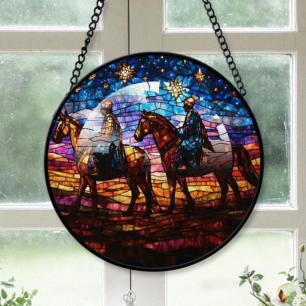 Customized Three Wise Men Stained Glass, Three Wise Men Glass Panel Sun ...