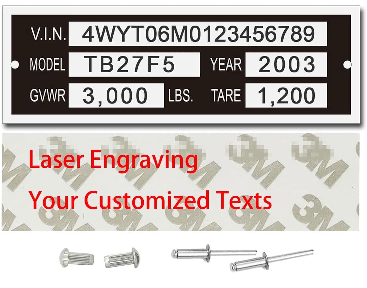Customized Trailer VIN Plate, Custom Plates, VIN Tags, Data TAG Blank ...