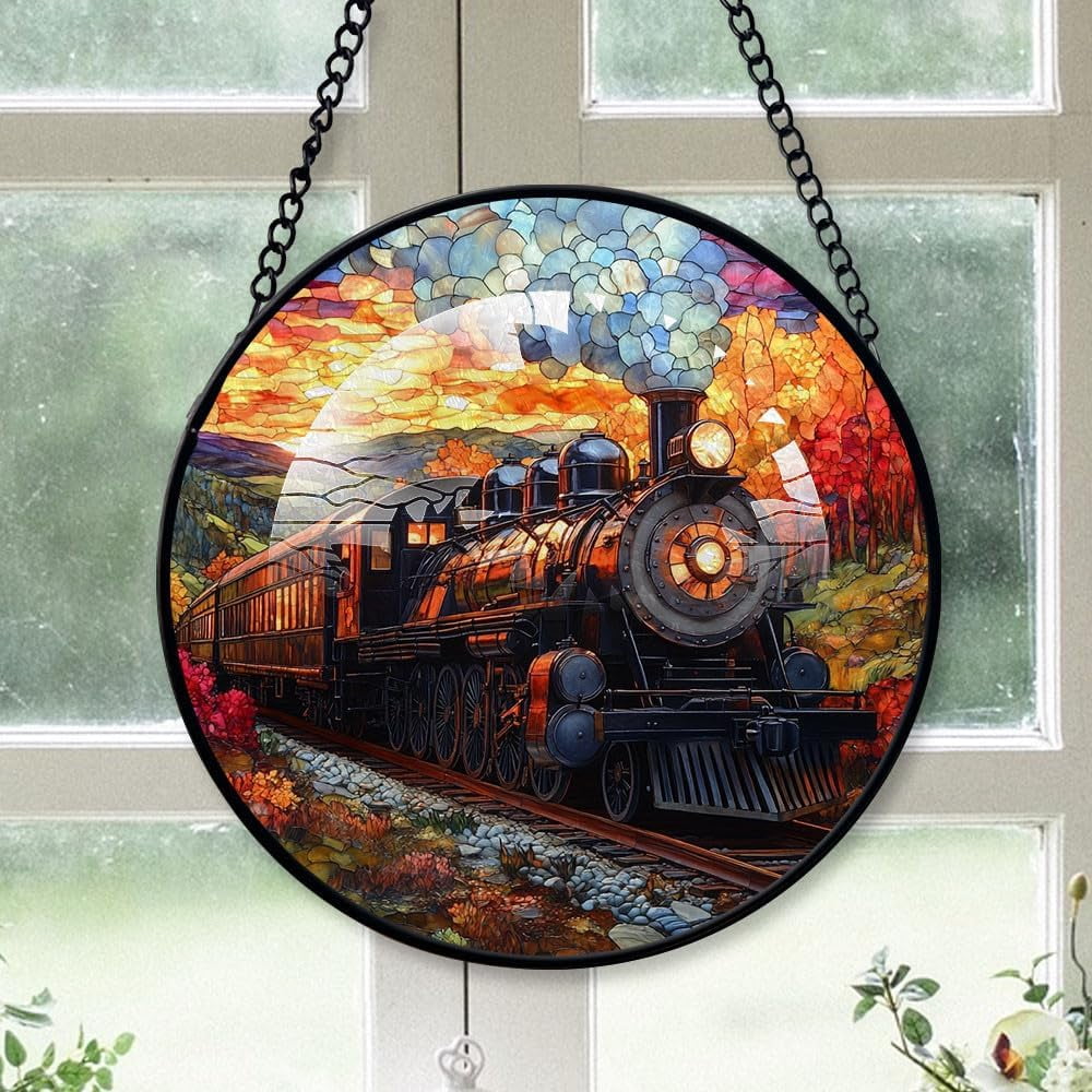 Customized Train Suncatcher Stained Glass, Train Gifts for Women for ...