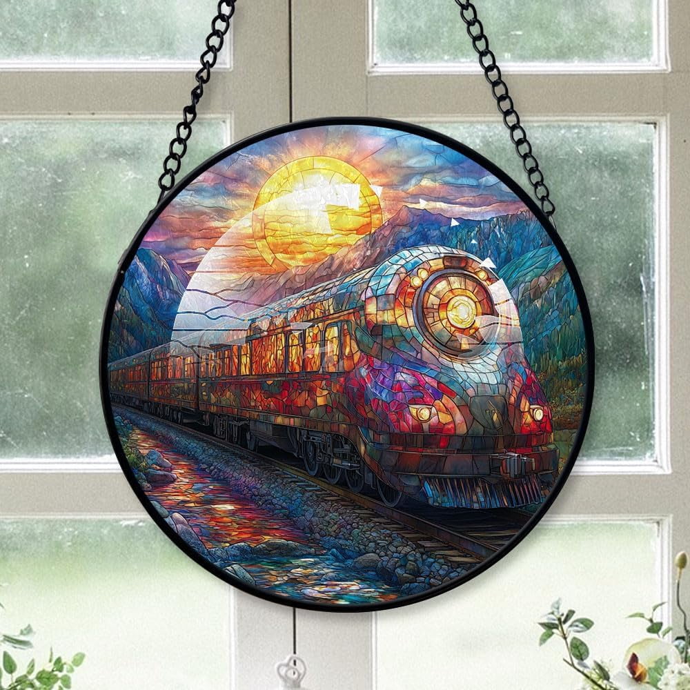 Customized Train Suncatcher Stained Glass, Train Gifts for Women for ...