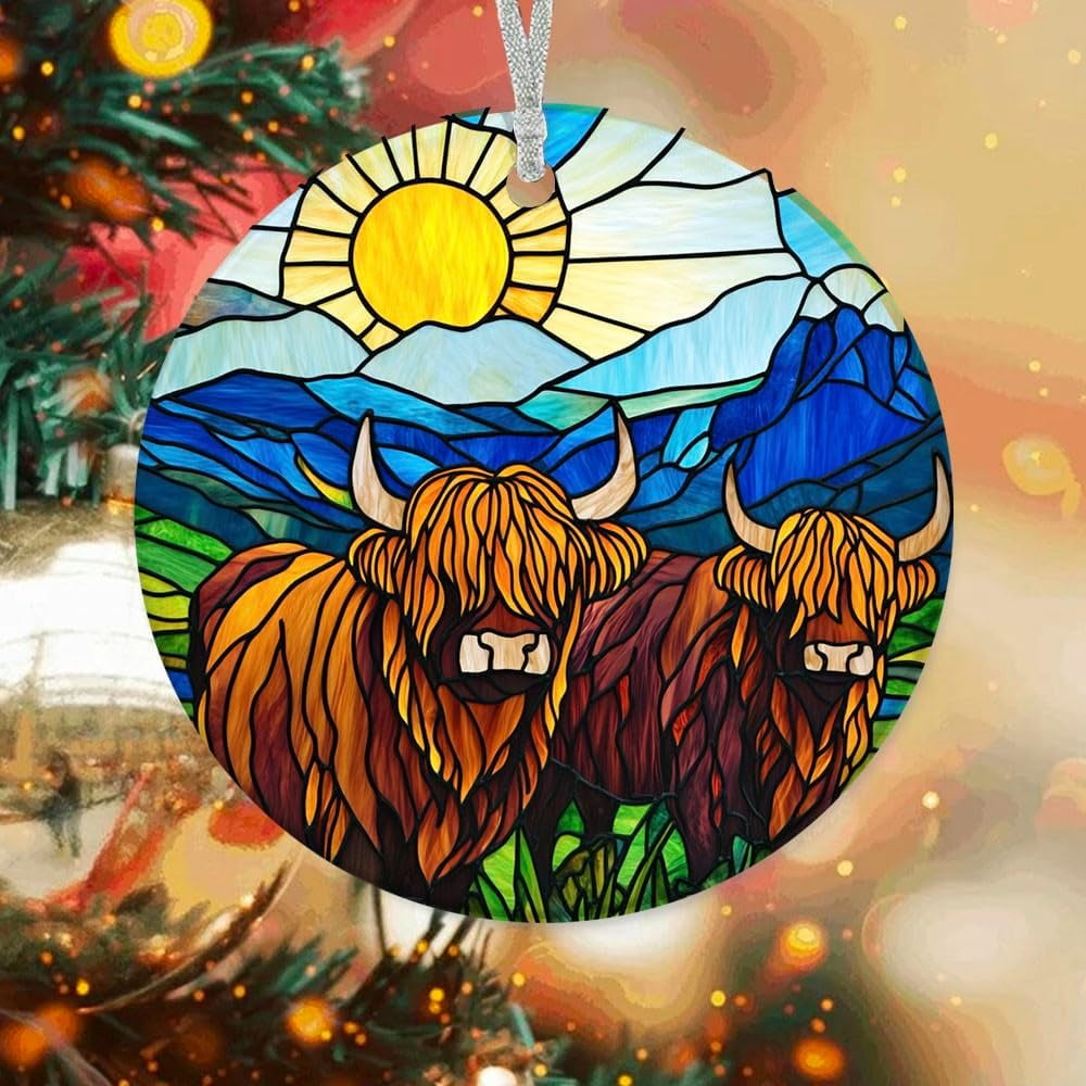 Customized Tree Ornaments Highland Cattle, Highland Cattle Ornament ...