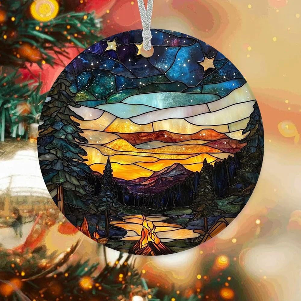 Customized Tree Ornaments Starry Camp Fire, Starry Camp Fire Ornament ...
