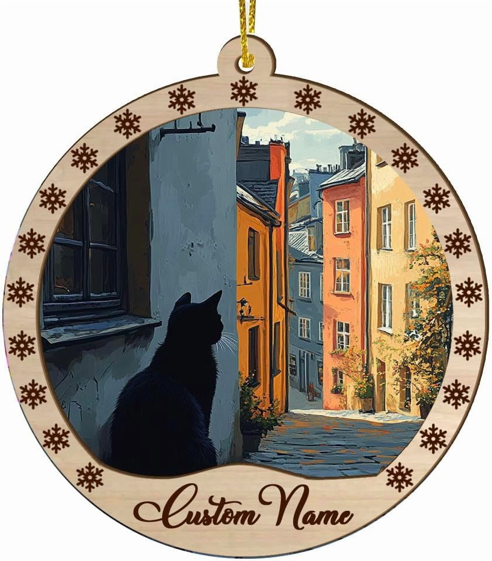 Customized Tree Suncatcher Black Alley Cat, Black Alley Cat Ornament ...