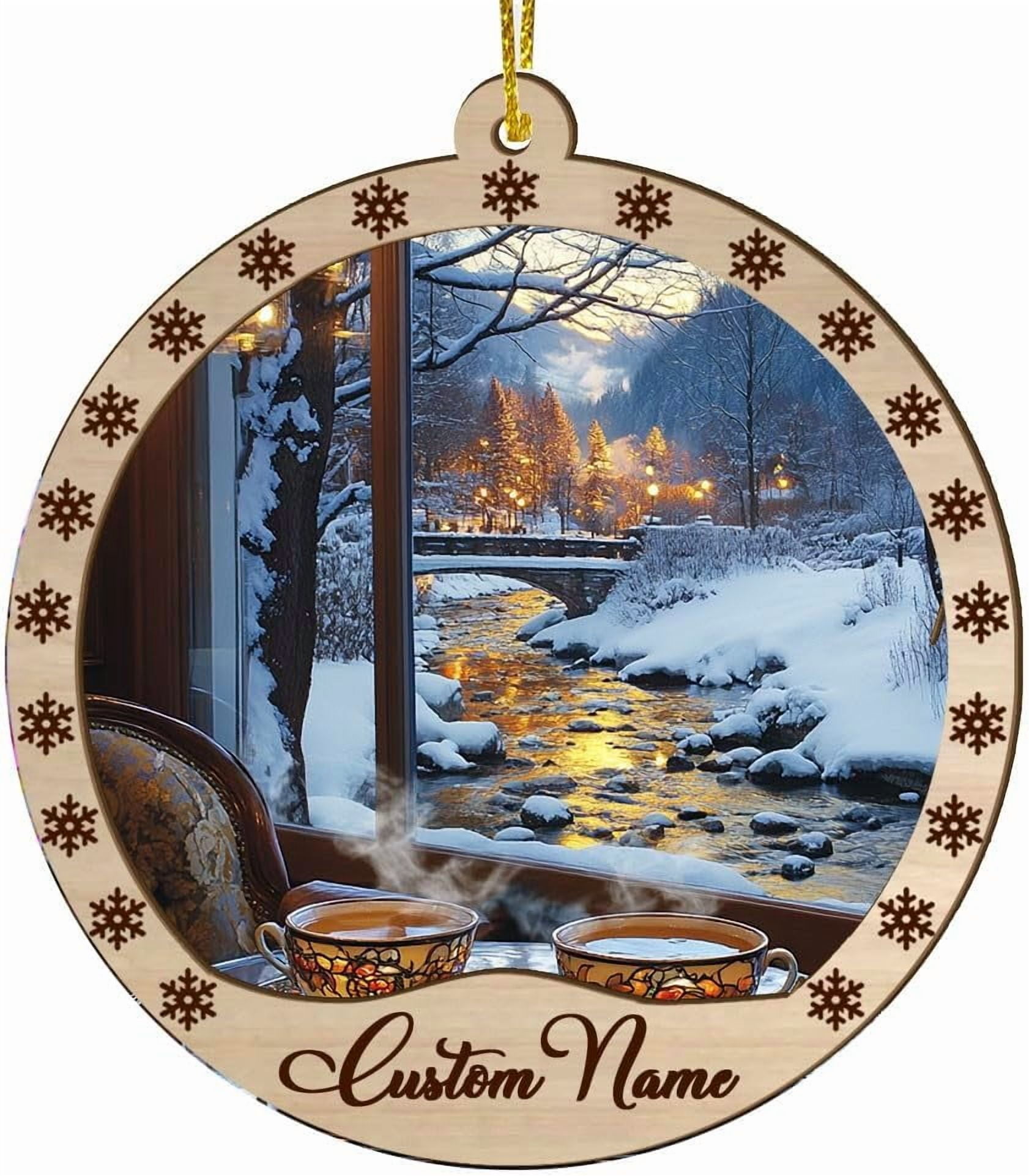 Customized Tree Suncatcher Cafe Scenery, Cafe Scenery Ornament, Cafe ...