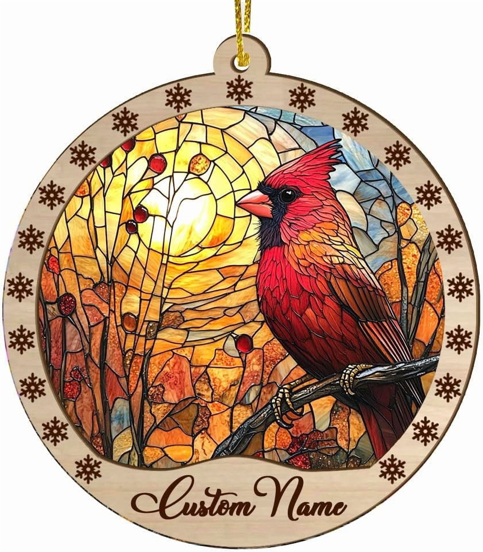 Customized Tree Suncatcher Cardinal Bird, Cardinal Bird Ornament ...