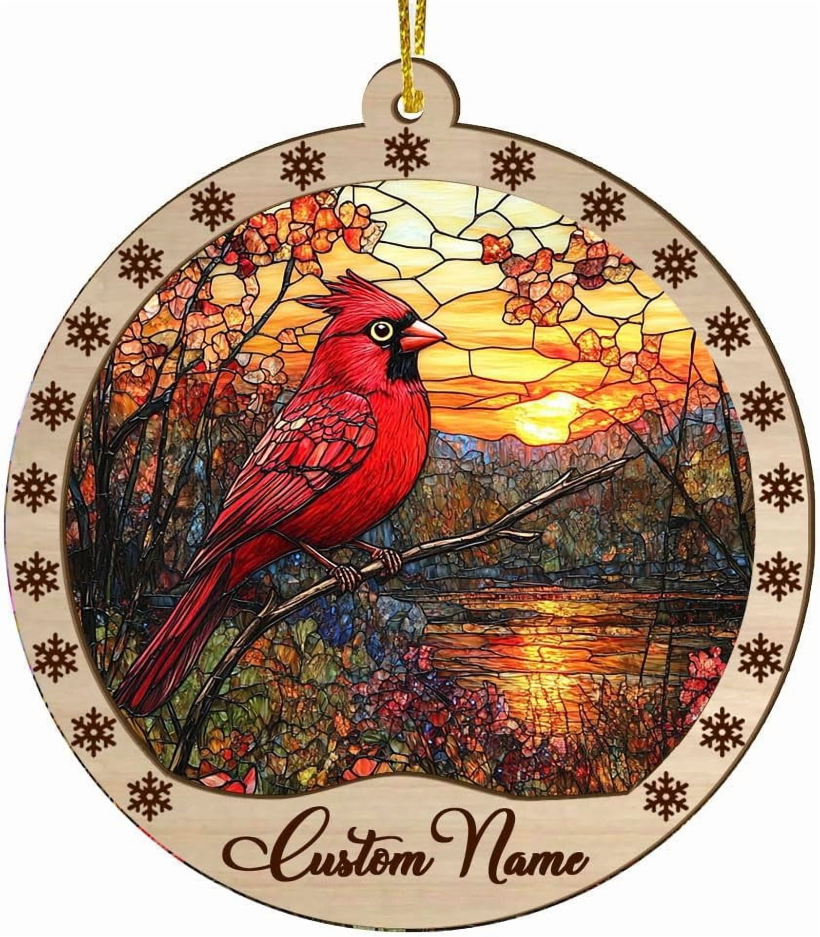 Customized Tree Suncatcher Cardinal Bird, Cardinal Bird Ornament ...