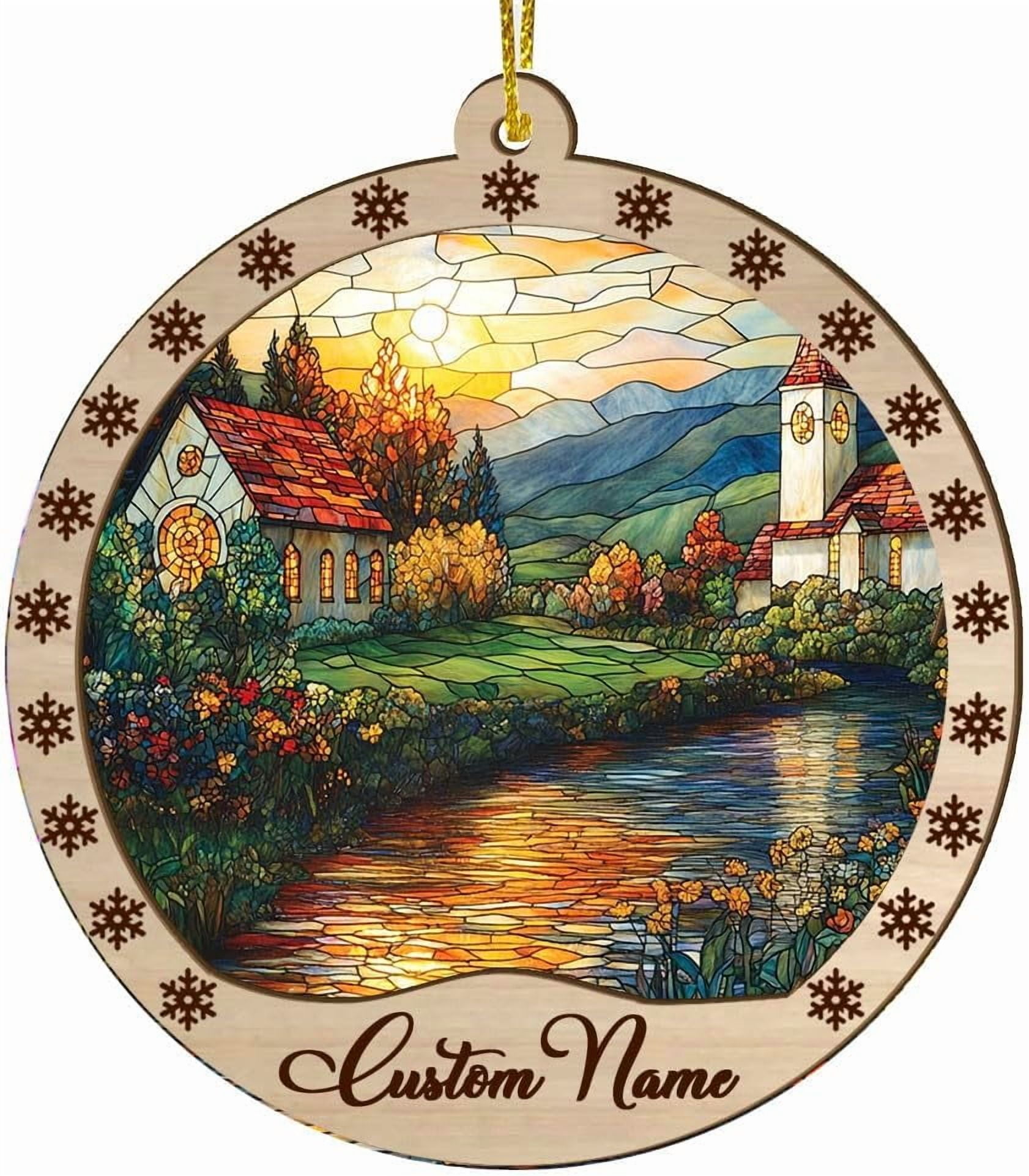 Customized Tree Suncatcher Church, Church Ornament, Church Keepsake ...