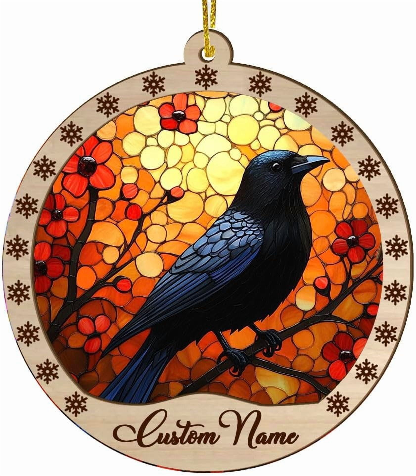 Customized Tree Suncatcher Crow, Crow Ornament, Crow Present Ideas ...