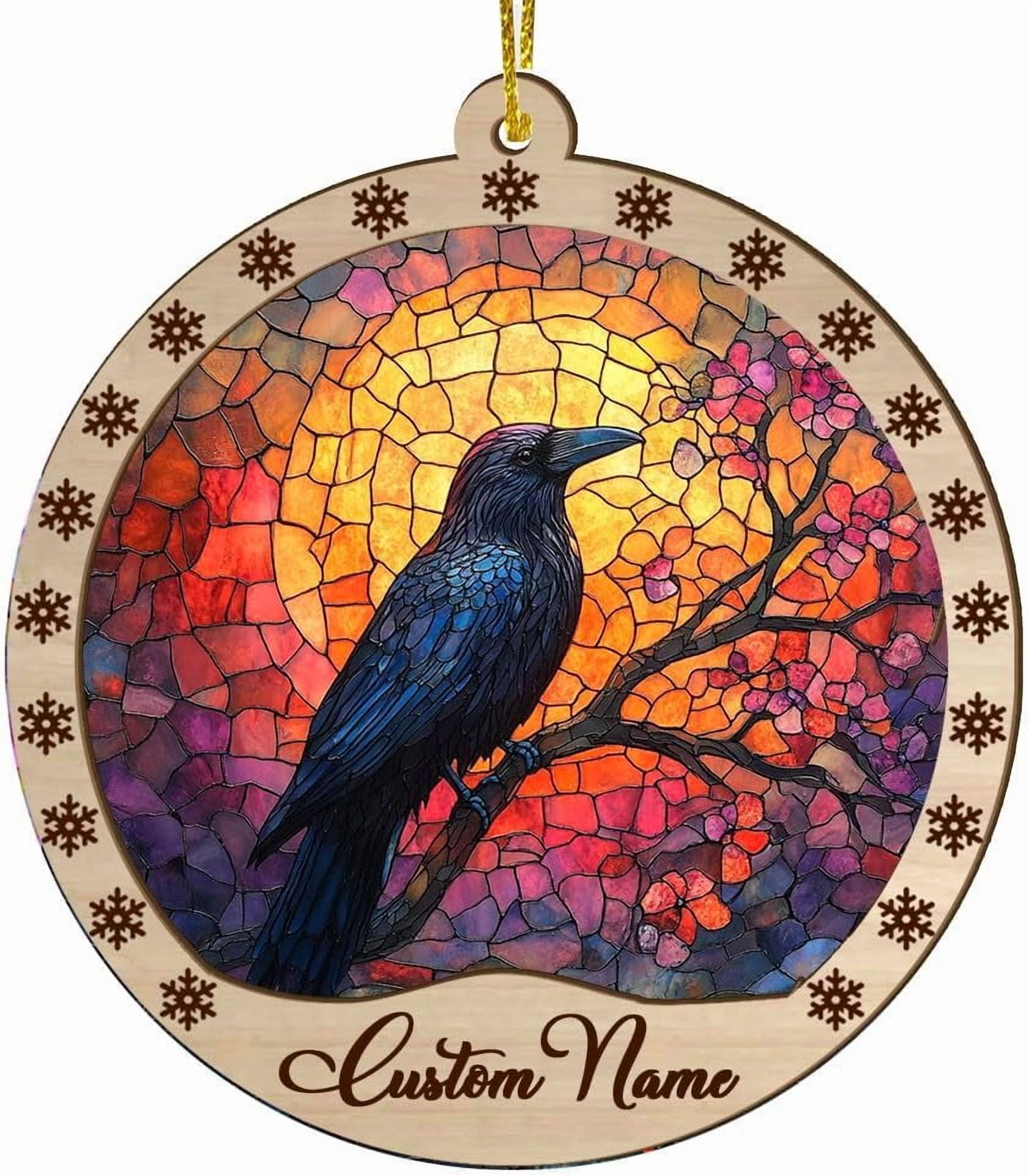 Customized Tree Suncatcher Crow, Crow Ornament, Crow Present Ideas ...
