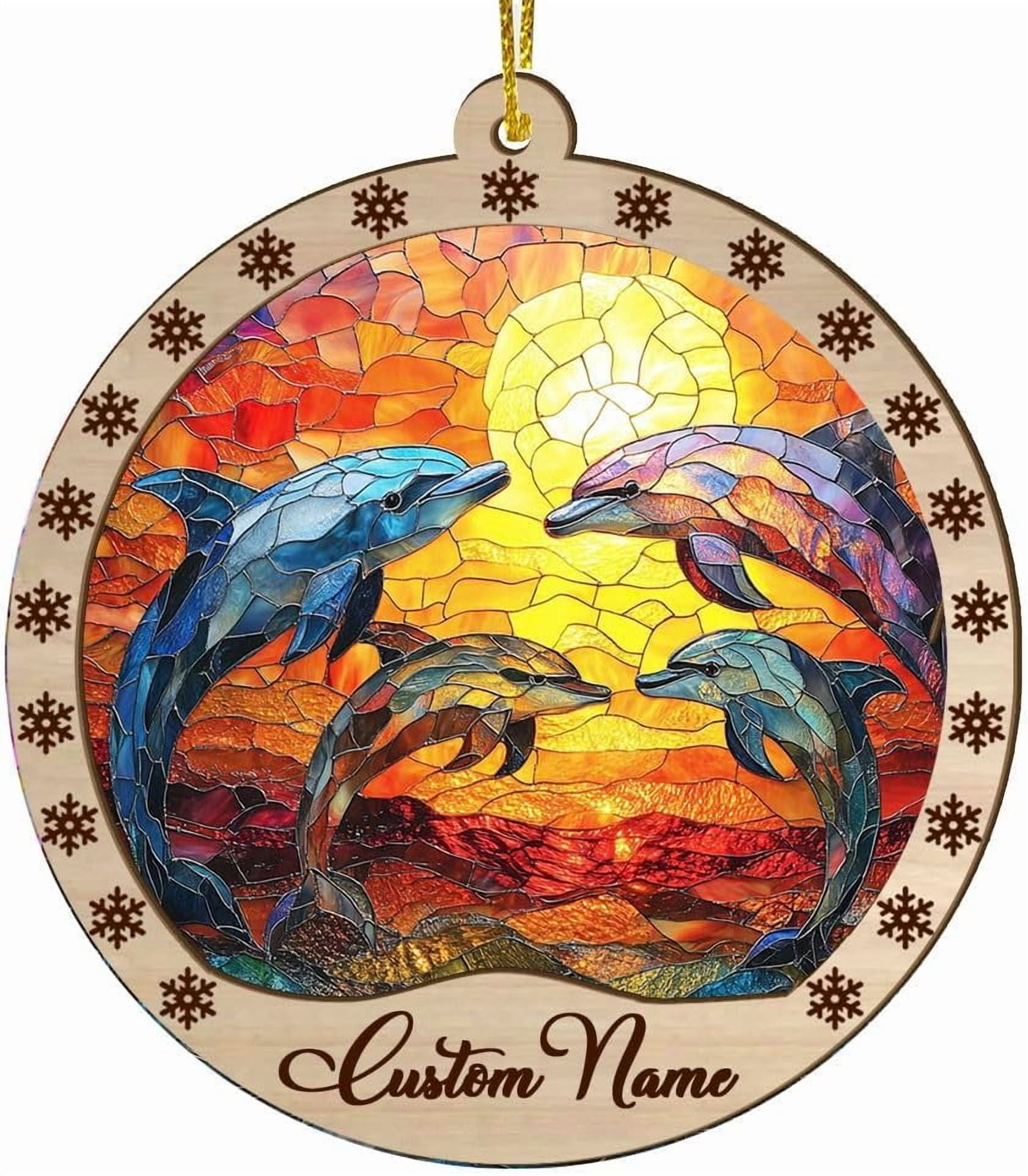 Customized Tree Suncatcher Dolphins Jumping, Dolphins Jumping Ornament ...