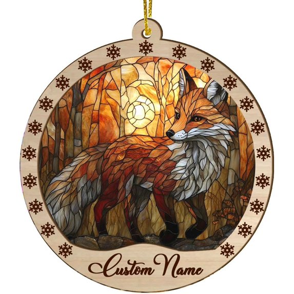 Customized Tree Suncatcher Fox, Fox Ornament, Fox Decor, Fox for Trees ...