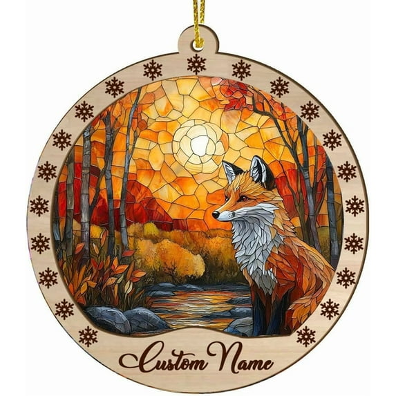Customized Tree Suncatcher Fox, Fox Ornament, Fox Decorations, Fox ...