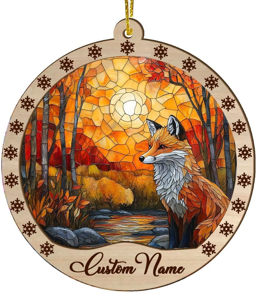 Customized Tree Suncatcher Fox, Fox Ornament, Fox Decorations, Fox ...