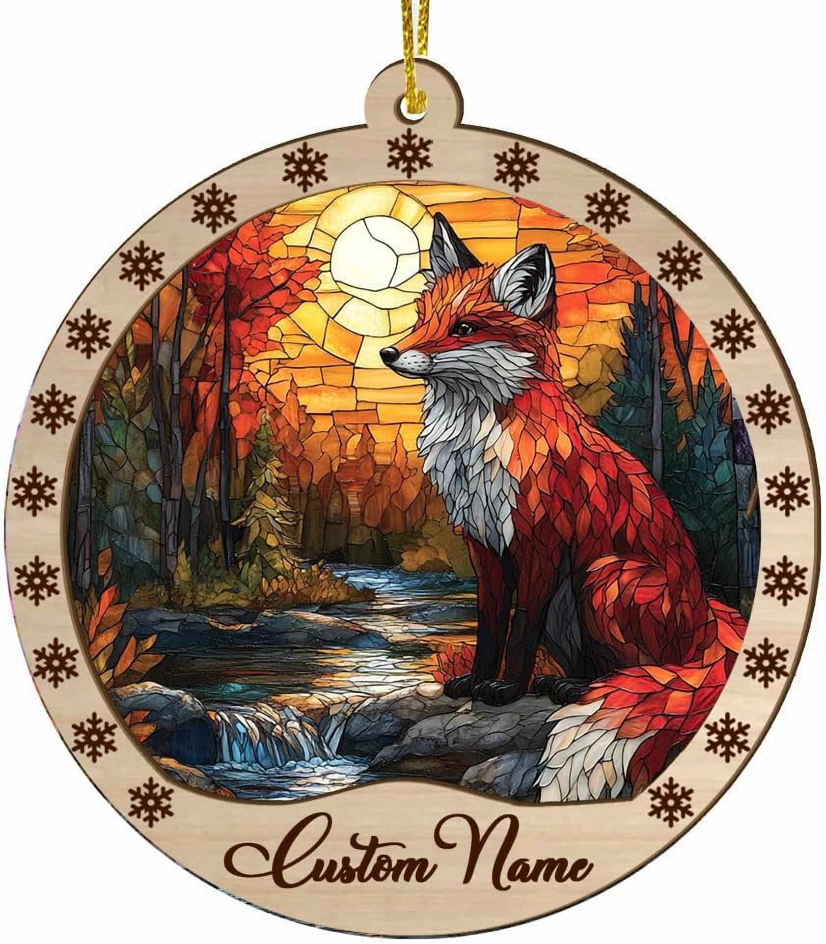 Customized Tree Suncatcher Fox, Fox Ornament, Fox Decorations, Fox ...